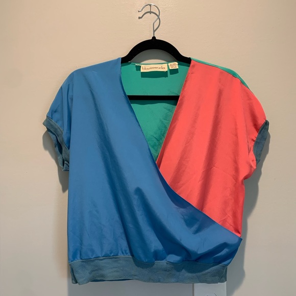 Vintage | Tops | Vintage 8s Colorblock Blouse | Poshmark